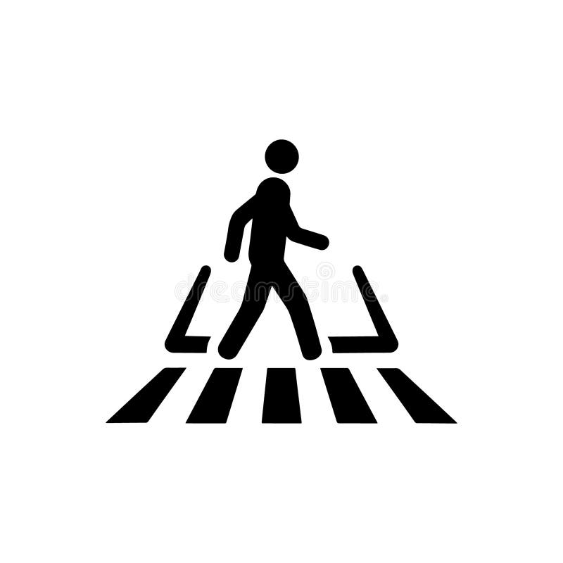 Pedestrian Crossing or Zebra Crossing Sign Icon Illustration Stock ...
