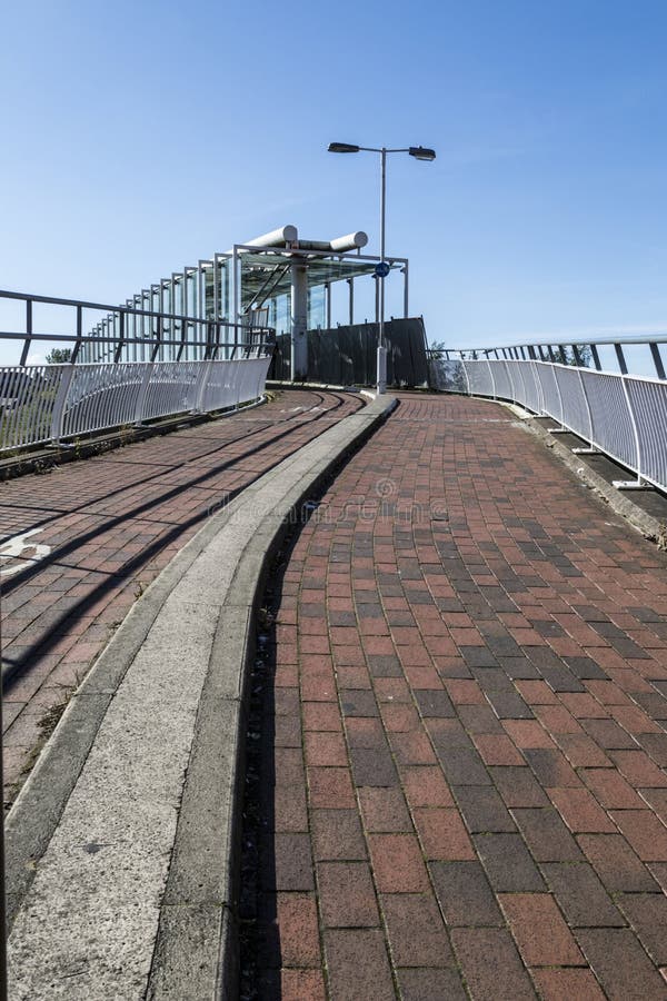 Pedestrian and Cyclists Bridge in Oldham Stock Image - Image of ...