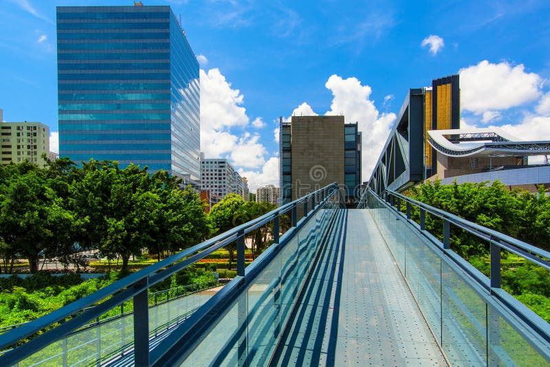 Pedestrian Footbridge stock photo. Image of cityscape - 34498558