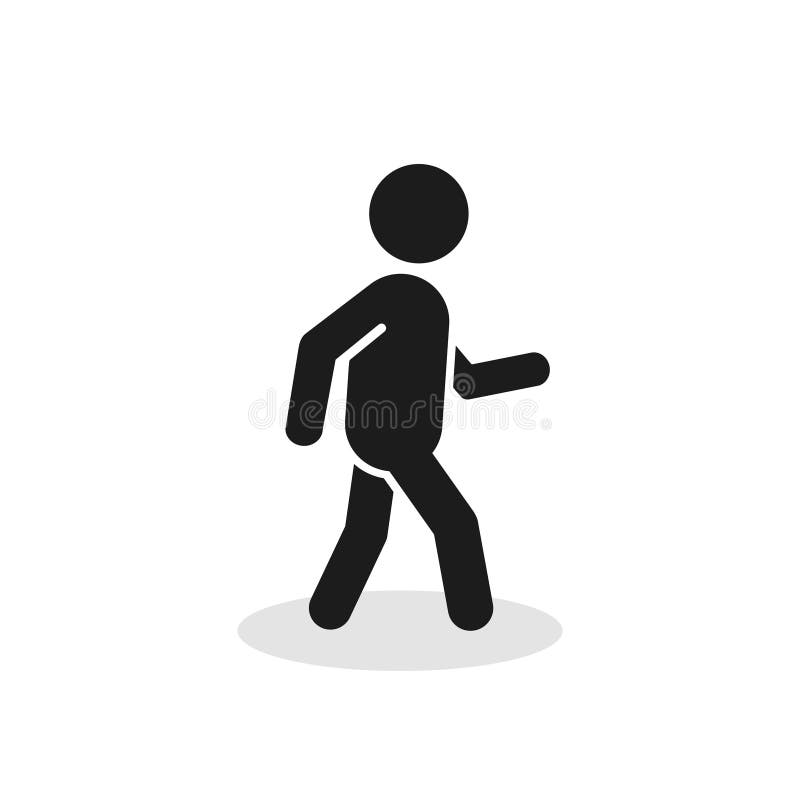 Pedestrian Icon. Walking Man Vector Sign Silhouette Isolated on White ...