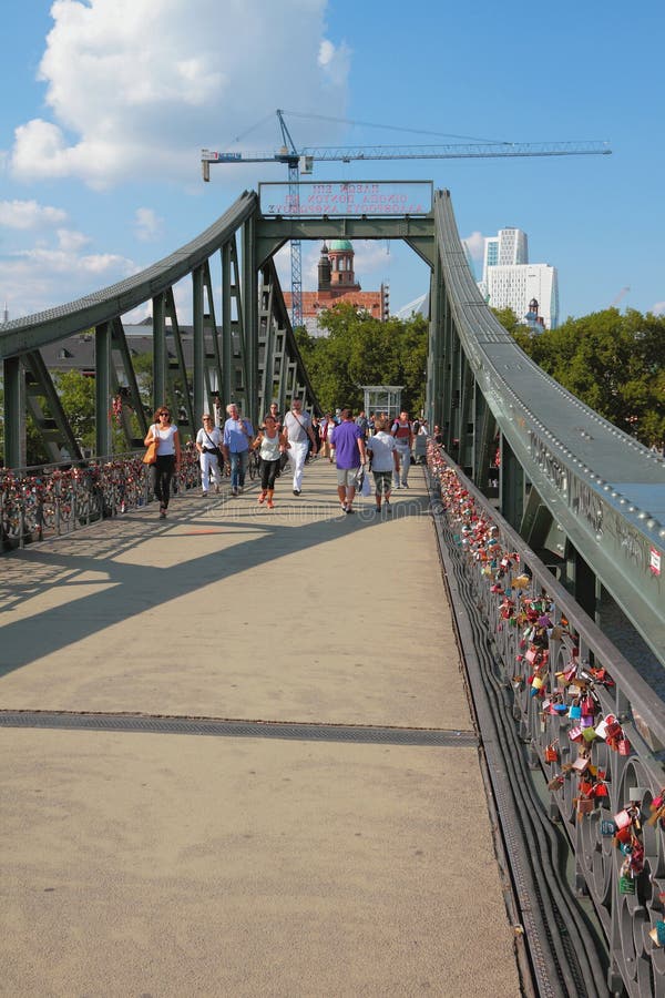 On Pedestrian Iron Bridge. Frankfurt am Main, Germany Editorial Stock ...
