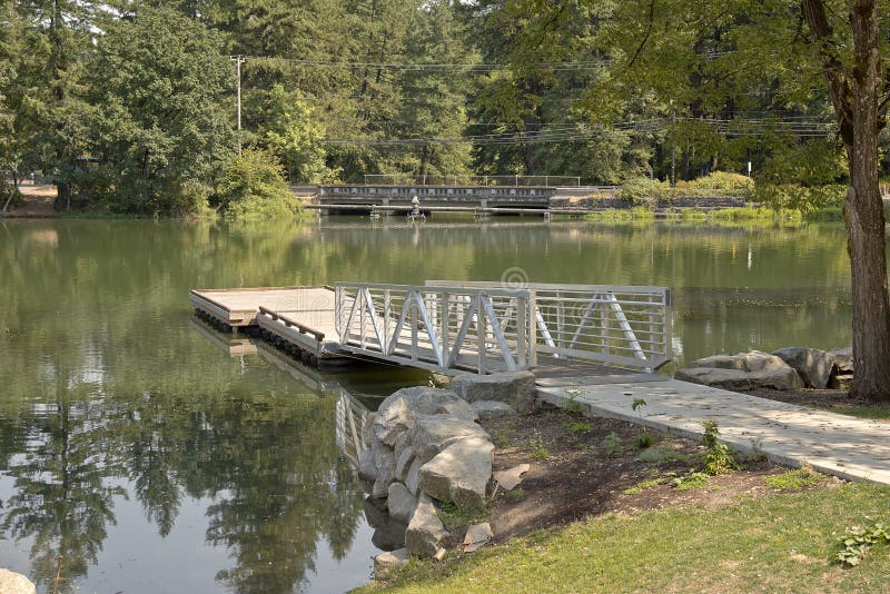 Pedestrian Ladder and Platform on a Lake. Stock Photo - Image of ...