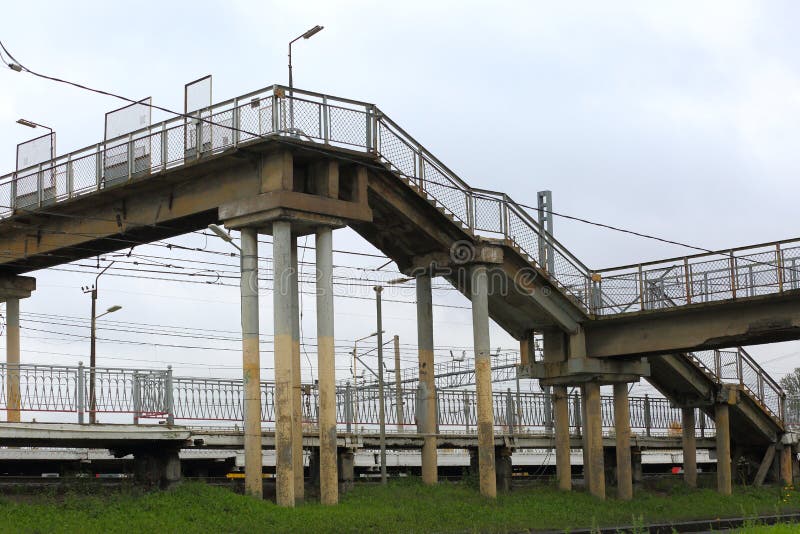 The Pedestrian Overpass Is Equipped With A Modern Ramp For Disabled ...