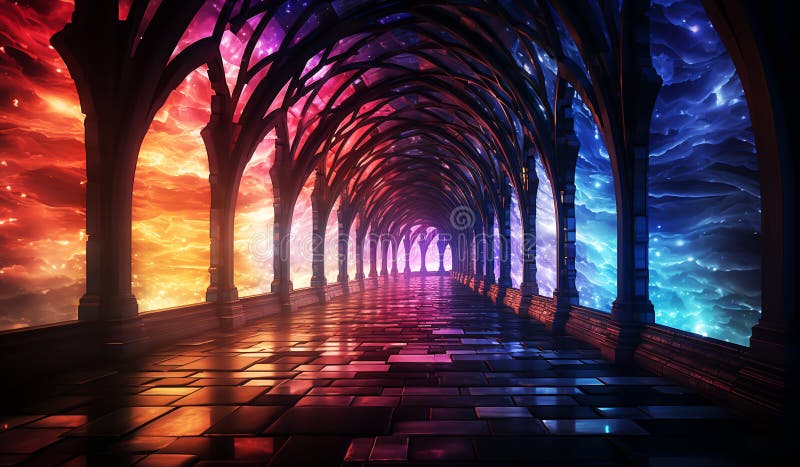 Pedestrian Passage in an Explosion of Color and Light. AI Generated ...