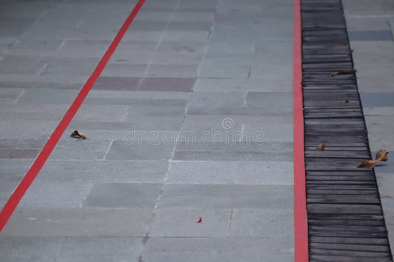 The Pedestrian Path is Bordered by Red Lines Stock Photo - Image of ...