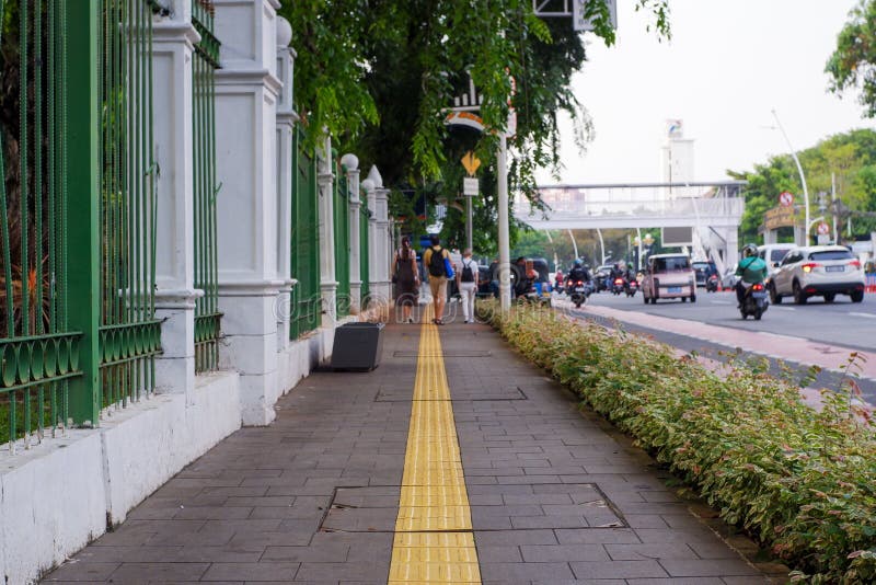 Pedestrian Path on the Edge of Medan Merdeka Road in Front of Gambir ...