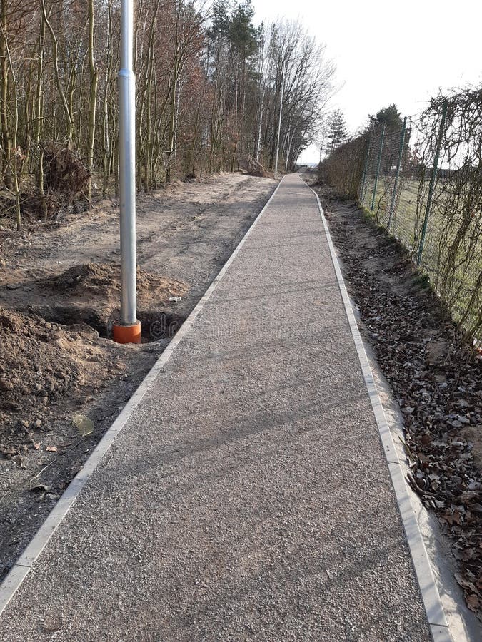 Pedestrian Path Newly Built Compacted Stone Aggregate Permeable Surface ...