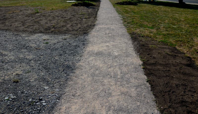 Pedestrian Path Newly Built Compacted Stone Aggregate Permeable Surface ...