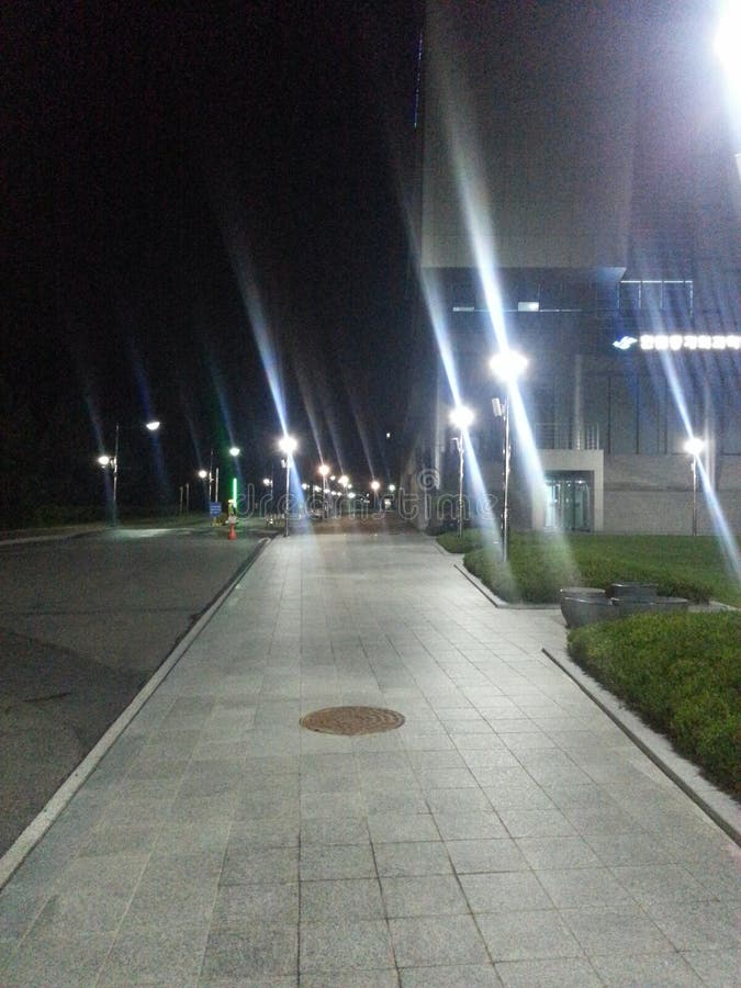 Pedestrian path in night stock image. Image of route - 98006827