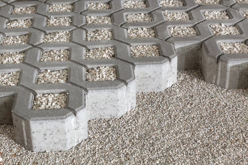 Pedestrian Path with Paver Bricks. Sidewalk Pavement Stock Image ...