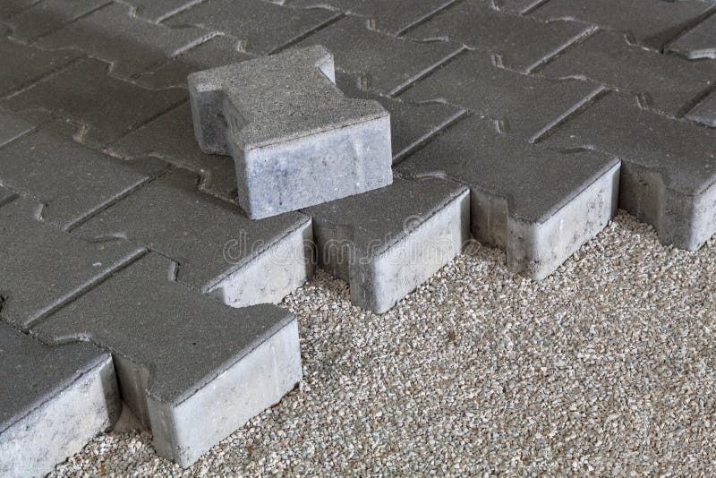 Pedestrian Path with Paver Bricks. Sidewalk Pavement Stock Image ...