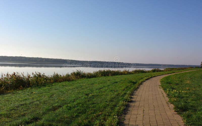 A Pedestrian Path on the River Bank Stock Image - Image of coast ...