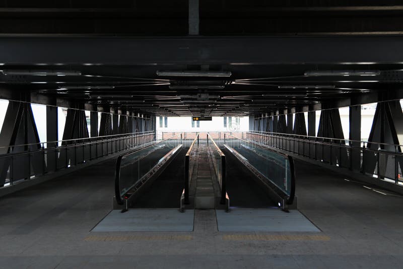 Pedestrian Pathway or Corridor or Hallway between Train Station and ...