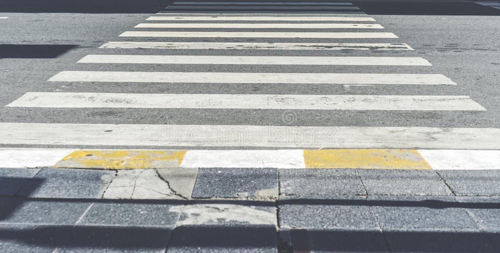 Pedestrian Pathway on a Street Crossing Stock Photo - Image of black ...
