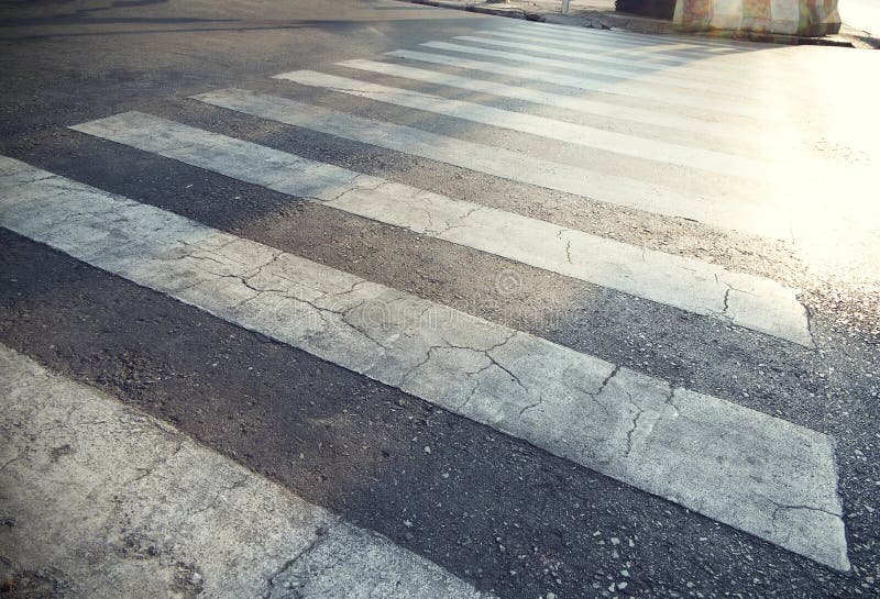 A Pedestrian Pathway on a Street Crossing Stock Photo - Image of ...