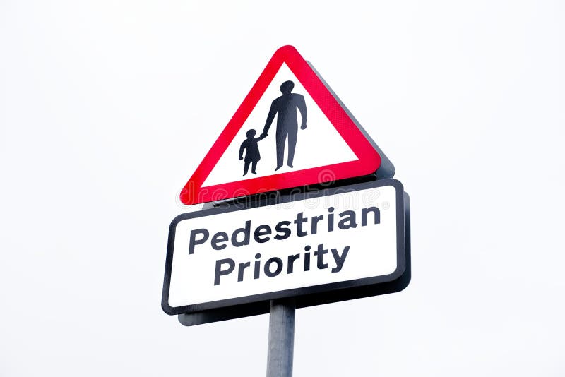 Traffic Sign For Pedestrian Crossing And Direction Of Priority R Stock ...