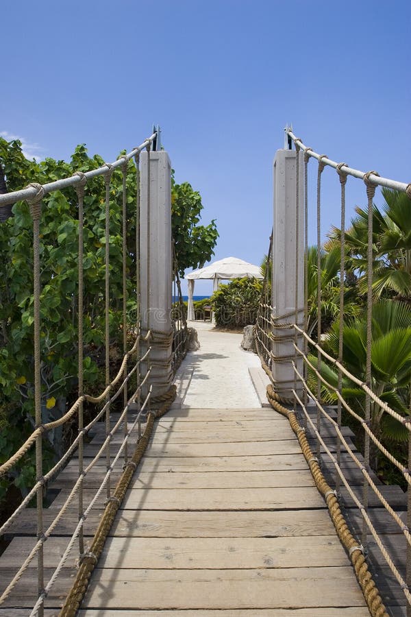 Pedestrian rope bridge stock photo. Image of blue, rope - 2629148
