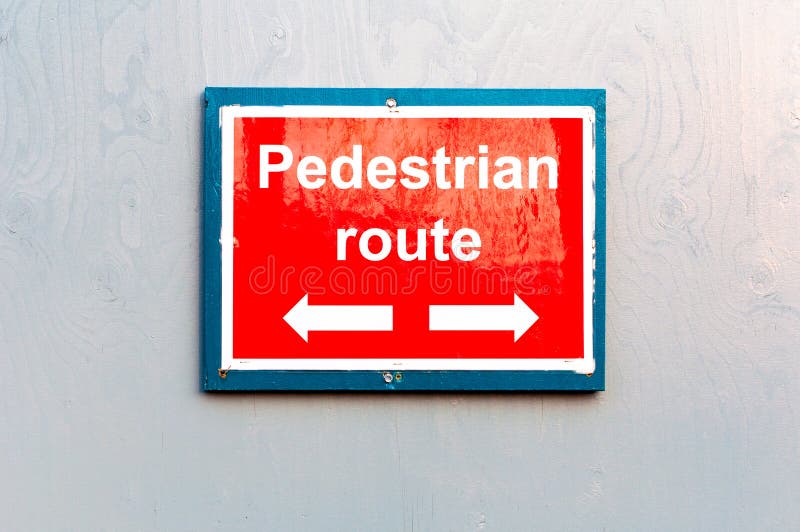 Pedestrian Route Direction Red Painted Notice Board Stock Photos - Free ...