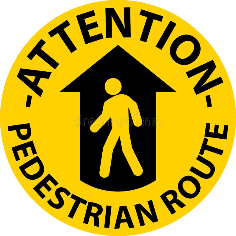 Pedestrian Route Hazard Warning Sign Stock Vector - Illustration of ...