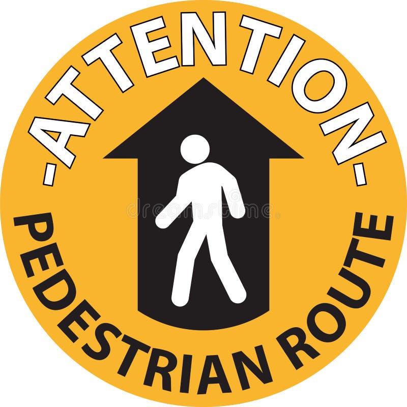 Pedestrian Route Hazard Warning Sign Stock Vector - Illustration of ...