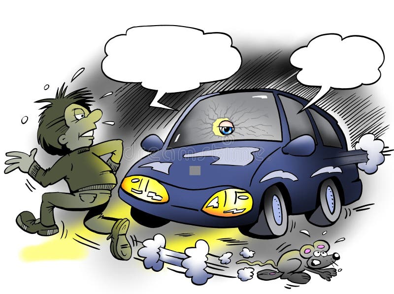 Pedestrian Run Over the Road at Night Stock Illustration - Illustration ...