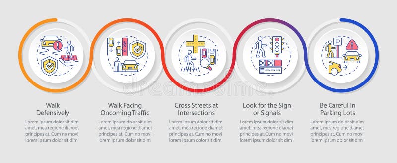 Pedestrian Safety Infographics Circles Sequence Stock Vector ...