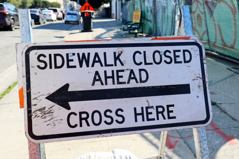 Pedestrian Sidewalk Closed Sign Indicating Alternate Walking Route ...