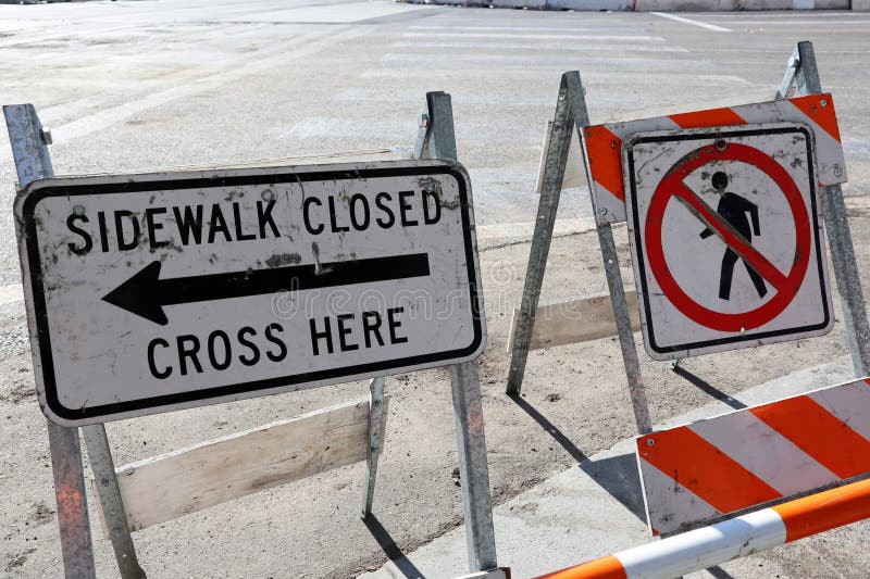 Pedestrian Sidewalk Closed Sign Indicating Alternate Walking Route ...
