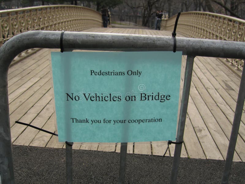 Pedestrian only Sign on Bridge Stock Photo - Image of bridge, blue: 597712
