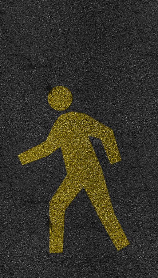 Pedestrian Symbol on Asphalt Road Stock Image - Image of people ...