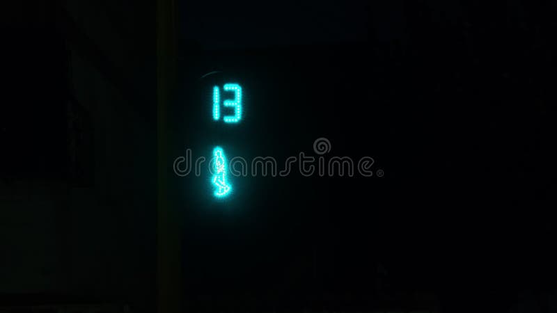 Pedestrian Traffic Light Changing from Green To Red at Night Stock ...