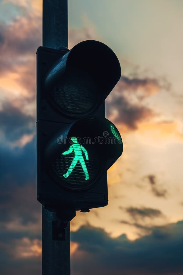 Pedestrian Traffic Light is on Green Stock Photo - Image of urban ...