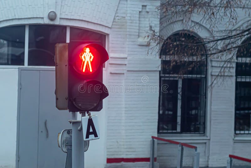 The Pedestrian Traffic Light is Red Stock Photo - Image of traffic ...