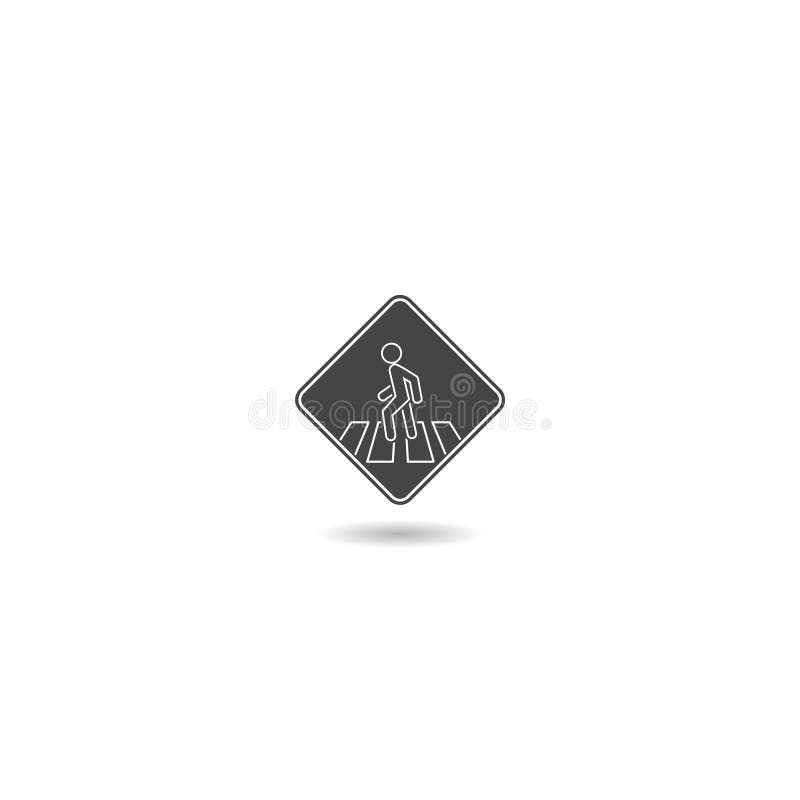 Pedestrian Traffic Sign Icon with Shadow Stock Vector - Illustration of ...
