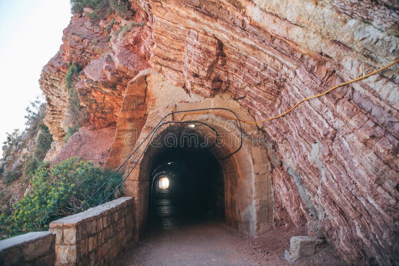 Pedestrian Tunnel through a Rock Stock Image - Image of beautiful ...