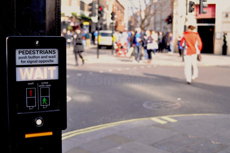 Pedestrian wait sign stock photo. Image of road, lights - 24313022