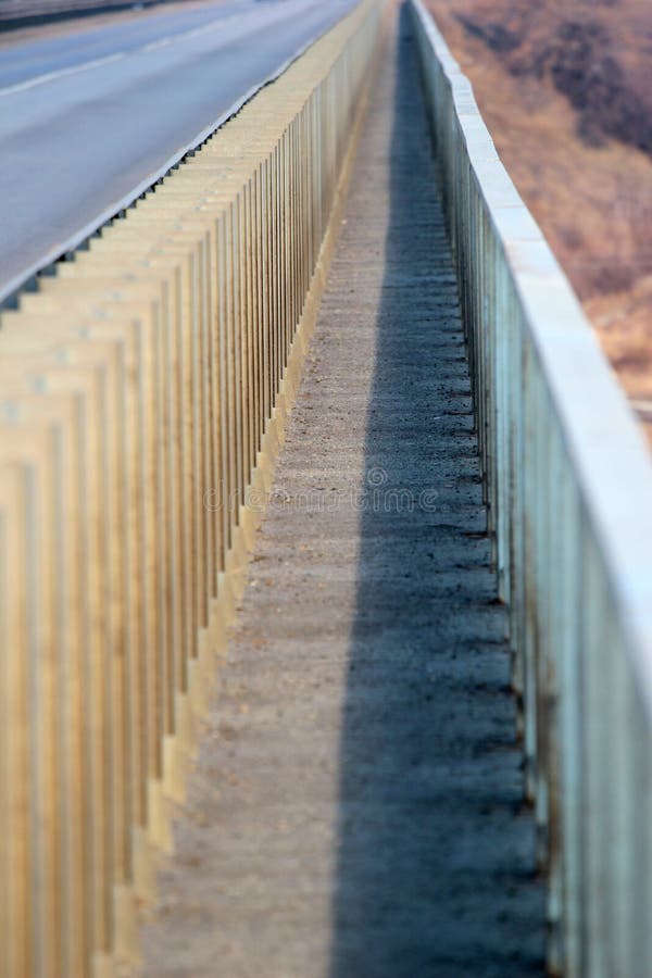 Pedestrian Walkway between Guard Rail and Fence Stock Image - Image of ...