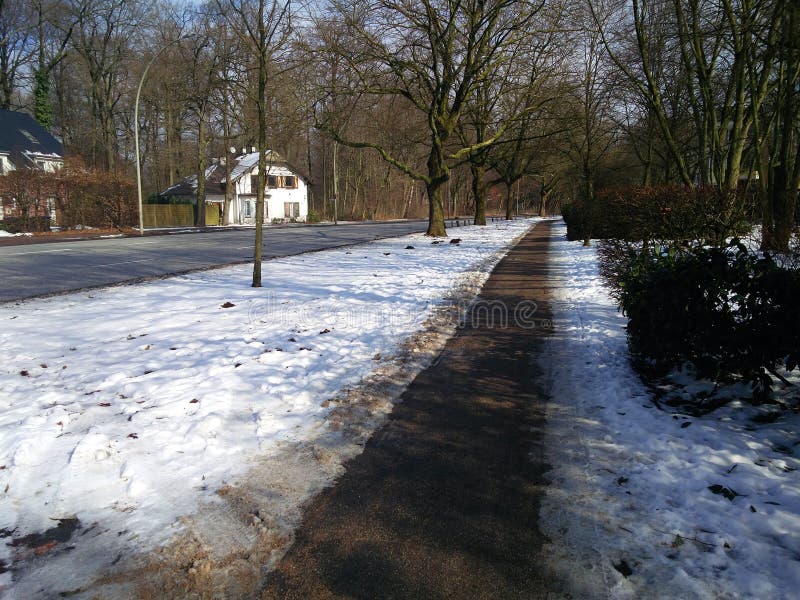 Pedestrian Walkway and the Snow Stock Image - Image of snow, landscape ...