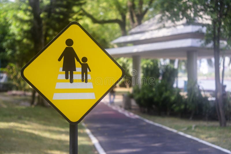 Pedestrian Way Sign in the Park Stock Photo - Image of signs, street ...
