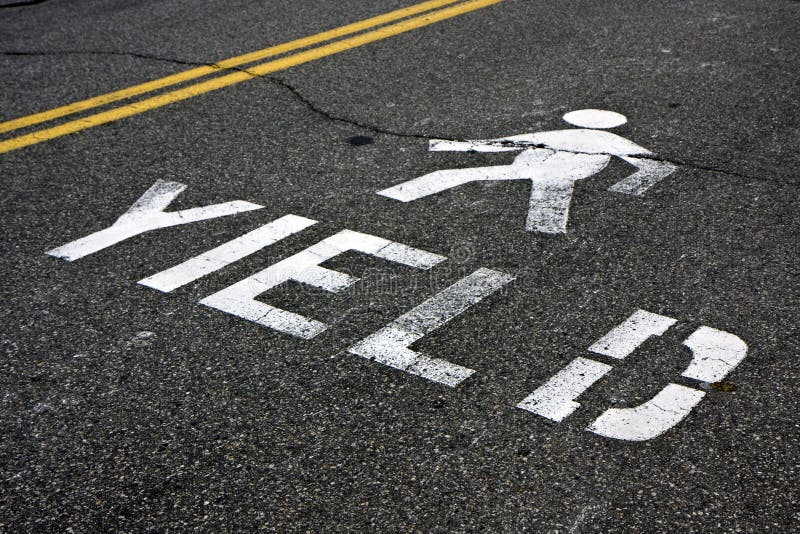 Pedestrian Yield Sign on a Road Stock Image - Image of safety, paint ...
