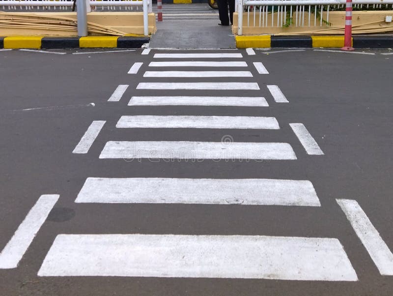A Pedestrian Zebra Cross at Parking Lot Stock Image - Image of aspal ...