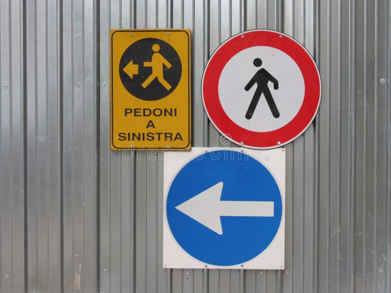 Pedestrians on the Left Side Signs Stock Photo - Image of regulatory ...