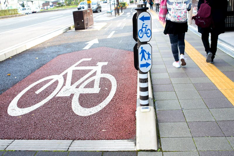 Walking Lane and Bicycle Path Ride Stock Image - Image of sidewalk ...