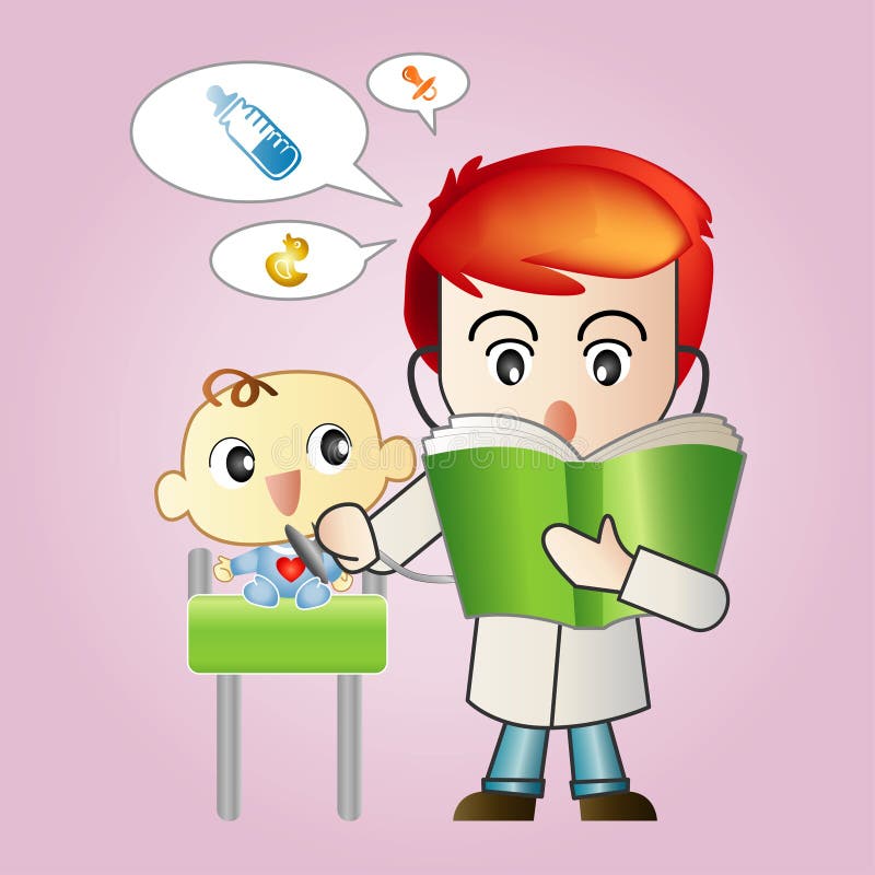 O Pediatra E O Bebê Vector A Ilustração Dos Desenhos Animados Da ...
