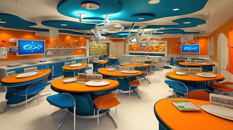Pediatric Clinic Interior Design, Colorful Classroom, Underwater Theme ...