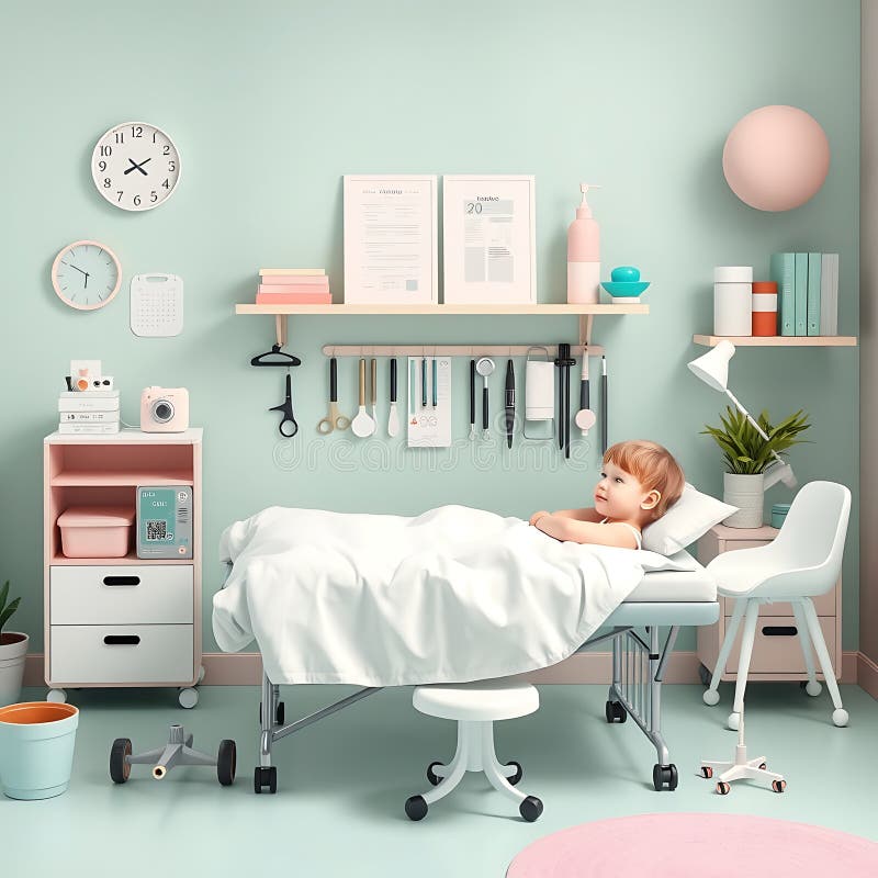 A Pediatric Diagnostic Set for at Home Care on a Pastel Mint Backdrop ...