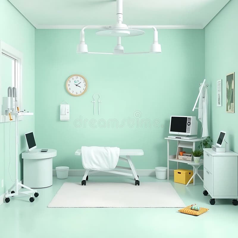 A Pediatric Diagnostic Set for at Home Care on a Pastel Mint Backdrop ...