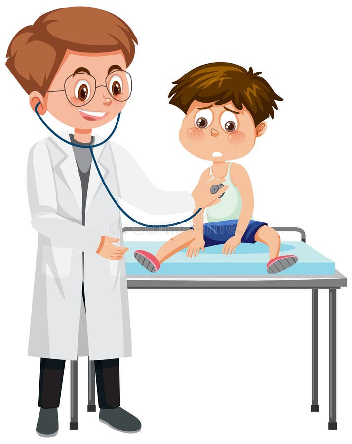 Pediatrician Doctor Examining Boy Stock Vector - Illustration of little ...