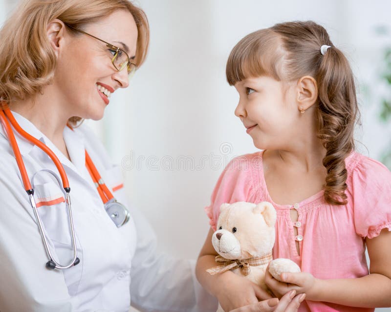 Pediatrician Doctor Talking with Kid Stock Image - Image of caucasian ...