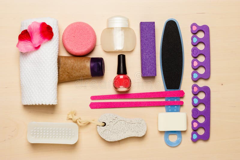 Pedicure Accessories Tools Top View Stock Photo - Image of group ...